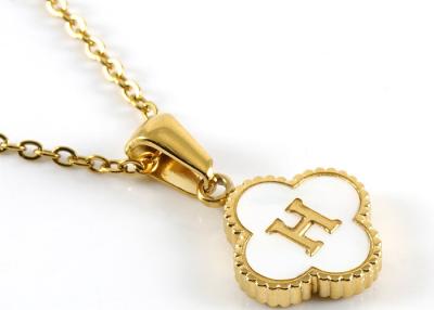 Cina 13*13MM 18K Gold Plated Stainless Steel Four-leaf Clover Letter Pendants in vendita
