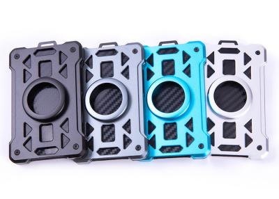 China 60*94*10MM Grey Customized RFID Aluminium Wallets Card Holders With AirTag Tracker And Steel Clip for sale