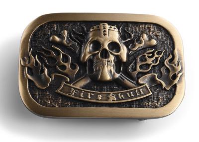 China Skull Shape Design Metal Die Casting Brass Plating Zinc Alloy Belt Buckle for sale