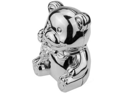 China Cute Silver Plated Teddy Bear Coin Bank Die Casting 105*85*118mm for sale
