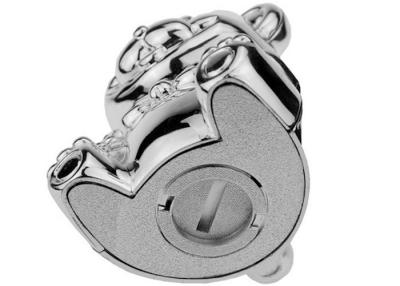 China Cute Silver Plated Teddy Bear Coin Bank Die Casting 105*85*118mm for sale