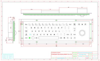 China 70 Keys Industrial Metal Computer Keyboard With Trackball / Stainless Steel Kiosk Keyboard for sale