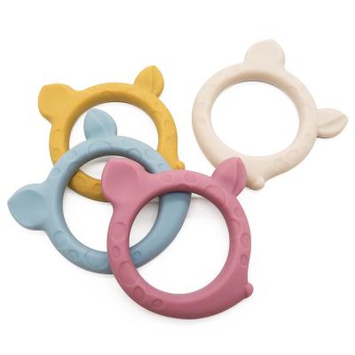 中国 Wooden Ring Chew Set Silicone Baby Teether From Toy Custom Manufacturer Rainbow Wholesale Soft Silicone Teething Toys 販売のため