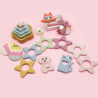 Cina 2022 Hot Sale Bpa Leaf Sun Bear Star Free Star Soft Toy Baby Teether Infant Teething Chew Toys Food Grade Silicone Teethers in vendita
