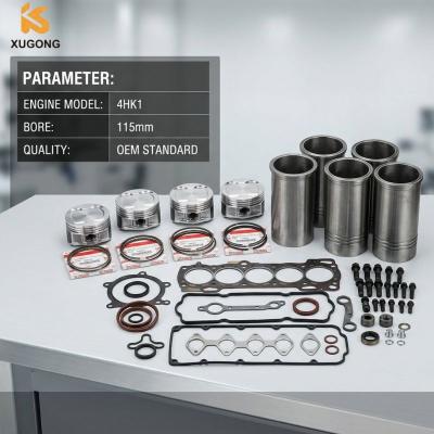 China 4HK1 Engine Overhaul Rebuild Kit with Piston Liner Gasket Set for Hitachi ZX200-3 ZX240-3 Excavator Spare Parts for sale