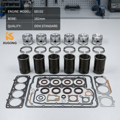 China 6D102 Engine Rebuild Overhaul Kit STD Piston Ring Liner Set for Komatsu PC200-7 Excavator Diesel Engine Parts for sale