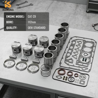 China C9 Engine Overhaul Kit Steel Top Piston Liner Rebuild Set for CAT 330D 336D Excavator Spare Parts for sale