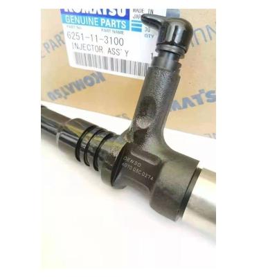 China Komatsu Excavator Spare Parts PC400-8 6D125E Injector Assy 6251-11-3100 Fuel Injector for sale
