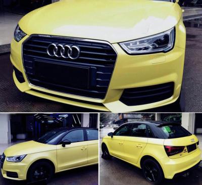 Cina film di rotolo dello strato dell'involucro dell'automobile del vinile 0.15mil, involucro giallo al neon del vinile di lucentezza del PVC in vendita