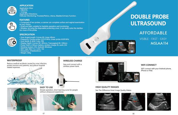 Quality 3 in 1 Wireless Convex Phased Array Linear Transvaginal Array Color Doppler for sale