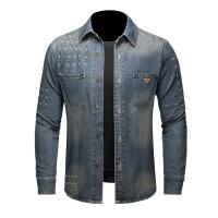 China Solid Color Blue Basic Solid Color french workwear jacket wholesale Long Sleeve Regular Custom (CS011) for sale