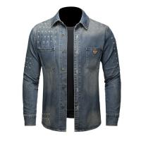 China Solid Color Blue Basic Solid Color french workwear jacket wholesale Long Sleeve Regular Custom (CS011) for sale