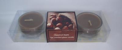 China 1)3pk Brown,Ivory and Orange decor glass tealight candle scented with unique design for sale