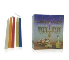 China Channkah candle 100% paraffin wax,45pcs 5 colors assorted in printed box for sale