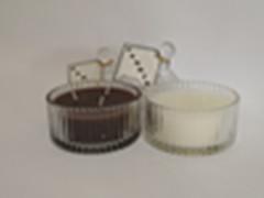 China Large decor glass scented  candle with decor lid, printed hang card for sale