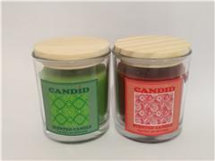 China Decor candle, round glass scented candle with wooden lid for sale