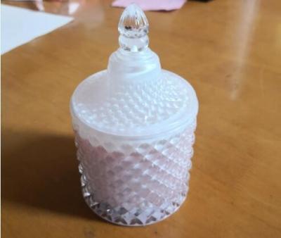 China Decorative glass jar candle with peaked lid and loaded by sented soy wax of rose garden for sale
