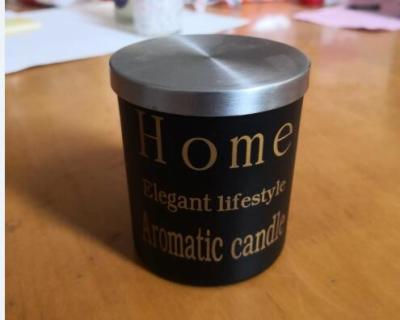 China Decorative & printed aroma candle  with metal lid and loaded by scented soy wax of Oud for sale
