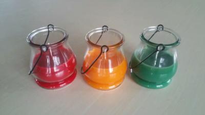 China soy/paraffin wax hand lantern glass decorative candle with 7 different colors for sale