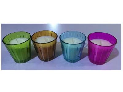 China Home decor colored round glass unscented candle and packed into color box for sale