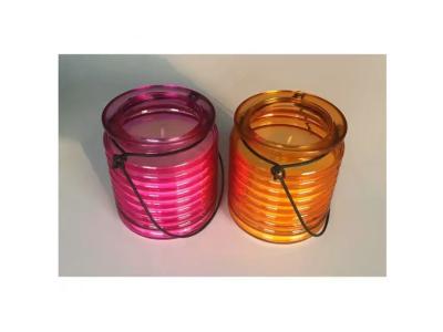 China Home decor soy lantern candle with vanilla  fragrance and color glass  container for sale