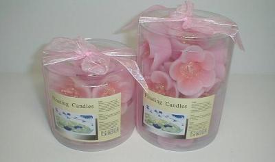 China Pink  paraffin material pansy floating flower candle handmade color drawing and packed intp clear PVC tube for sale
