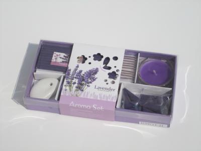China Purple lavender fragrance scented tealight candle SPA gift package,incense  with printed label packed into gift box for sale