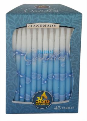 China 45pk 100% paraffin wax unscented white & blue chanukah candles packed into gift box for sale