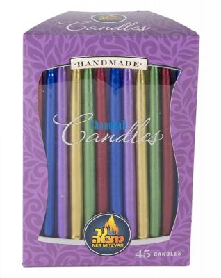 China 45pk 100% paraffin wax unscented metallic  chanukah candles packed into gift box for sale