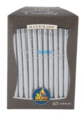 China 45pk 100% paraffin wax unscented silver chanukah candles packed into gift box for sale