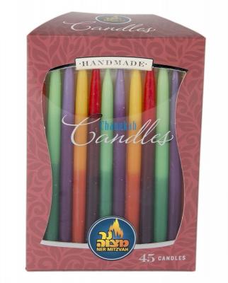 China 45pk 100% paraffin wax unscented 3-color chanukah candles packed into gift box for sale