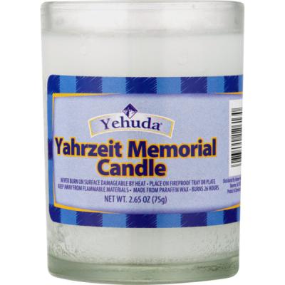 China 100% paraffin wax unscented memorial glass candle burns for 26 hours  with printed label for sale