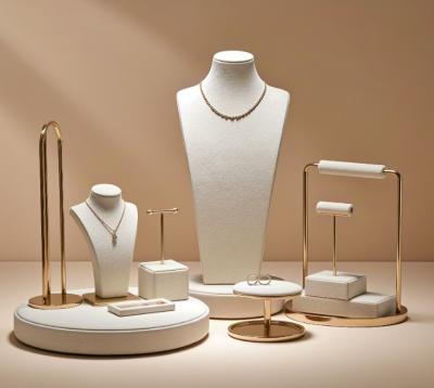 China High End Jewelry Counter Display Set Metal Frame Necklace Ring Showcase for Luxury Mall Retail for sale