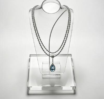 China Clear Acrylic Necklace Display Stand 3D Bust Jewelry Holder Stable Square Base High Transparent Pendant Organizer LED for sale