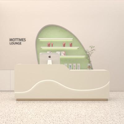 China Customized Design Solid Wood Reception Desk with LED Lighting for Jewelry Shop Retail Display for sale