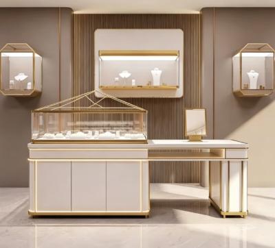 China Commercial Luxury Jewelry Display Table with LED Lighting and Customized Design for Durable Retail Showcase for sale