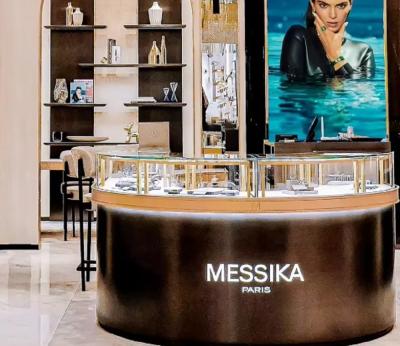 China Premium Jewelry Display Cabinet with Natural Marble Vein Design LED Lighting and Customized Solutions for Luxury Boutique Stores for sale