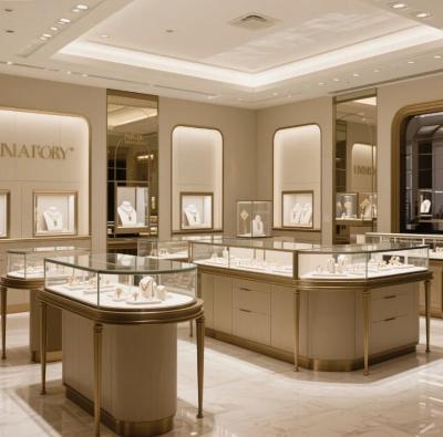 China High End Fashion Jewelry Watch Shop Decor Customized Plywood Island Display Showcase for sale