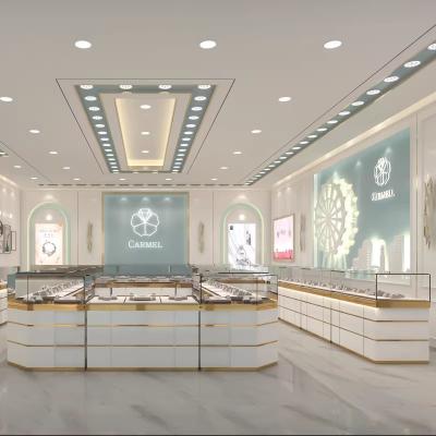 China 3D Design Lockable Glass Jewelry Display Cabinet with LED Lighting for Luxury Retail Stores for sale