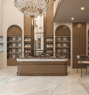 China Customized Design LED Lighting Lockable Glass Jewelry Showcase Island Display Cabinet for sale