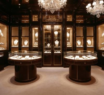 China Premium Solid Wood Construction Jewelry Display Cabinet with Integrated LED Illumination System and 100% Customizable Modular Layout for sale