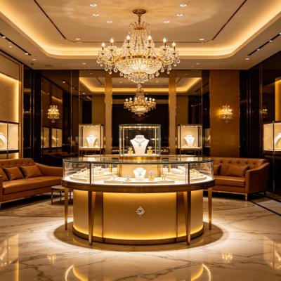 China Luxurious LED Lighting Jewelry Display Case with Eco-Friendly Customizable Island Display Cabinet for Retail and Museum Use for sale
