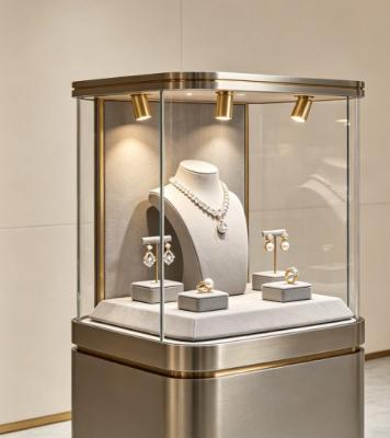 China Modern LED Lighting Jewelry Showcase with Elegant Aluminum Frame and Customized Design for Retail Stores for sale