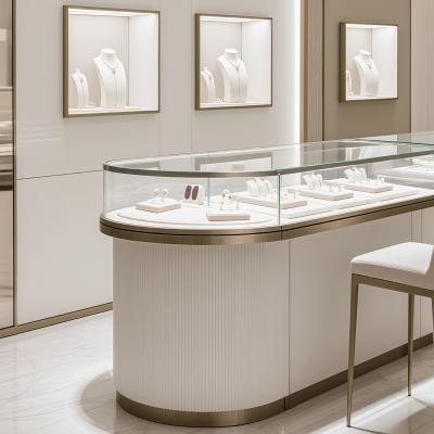 China Classic Wooden Jewelry Showcase with Tempered Glass Display and Customizable Options for Professional 3D Shop Design for sale