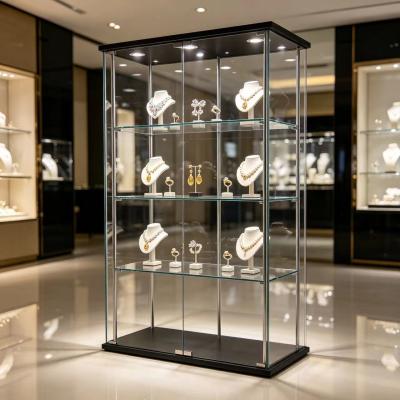 China Wall Mounted Display Cabinet with Built-in High CRI LED Lighting 50kg Per Shelf Weight Capacity and Front Opening Soft-Close Doors for sale
