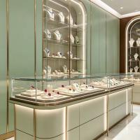 China Built-in Key Lock Jewelry Display Table with Dimmable High-CRI LED Lighting and Solid Back Design for sale