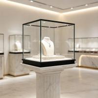 China Secure Jewelry Display Table with Built-in Lock, Customized Solid Back, and Eco-Friendly Materials for sale