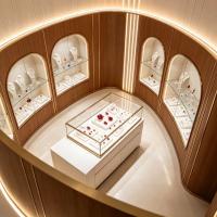 China Secure Jewelry Display Table with 12 Compartments and Dimmable LED Lighting for sale