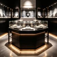 China Luxury Front Showcase with Tempered Glass and Solid Wood Construction Secure Lock with Key and Customized Shelf Dimensions for sale