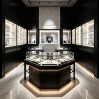 China Luxury Front Showcase with Tempered Glass and Solid Wood Construction Secure Lock with Key and Customized Shelf Dimensions for sale